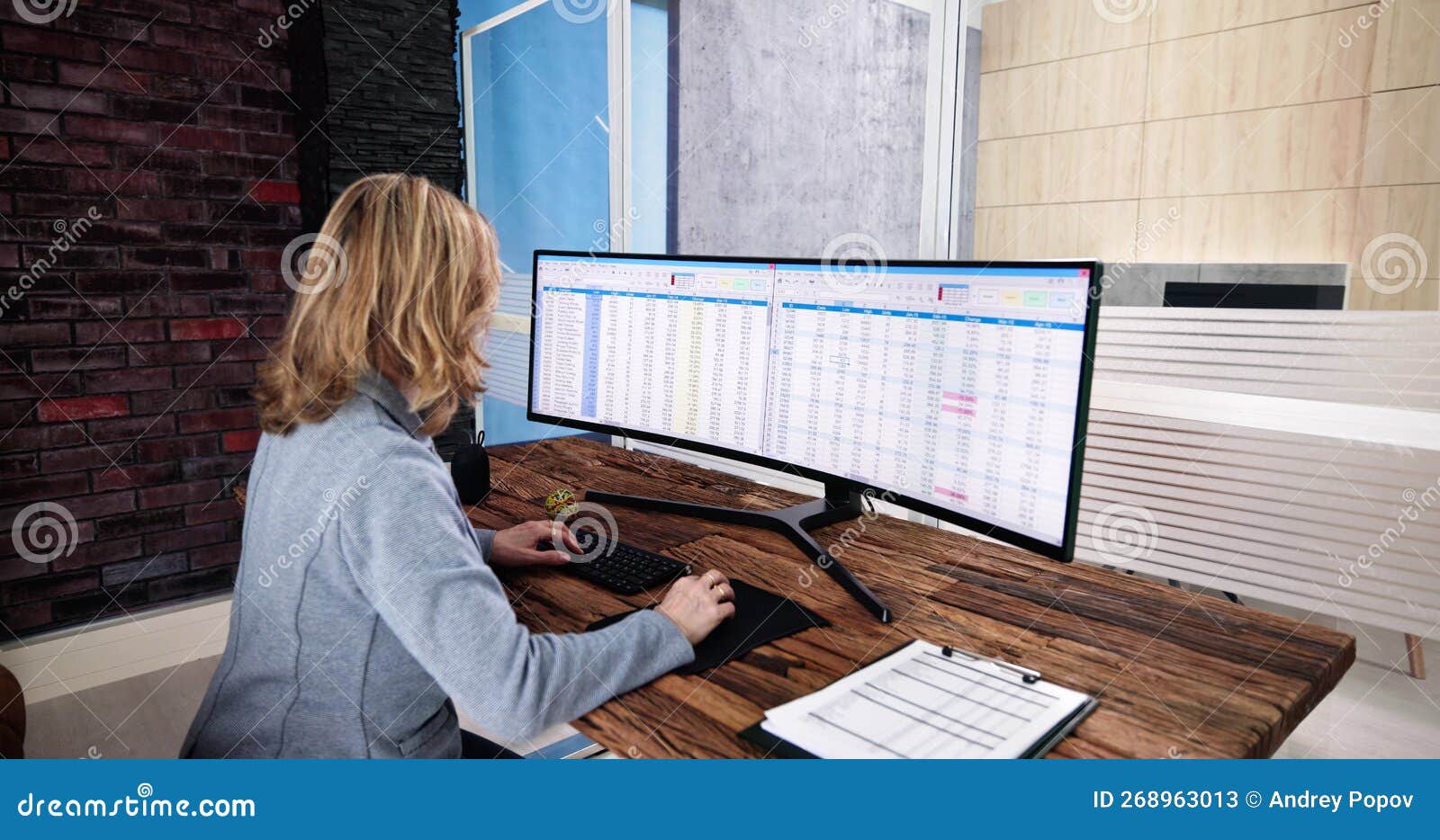 Data Analyst Woman Using Spreadsheet Stock Image - Image of medical ...