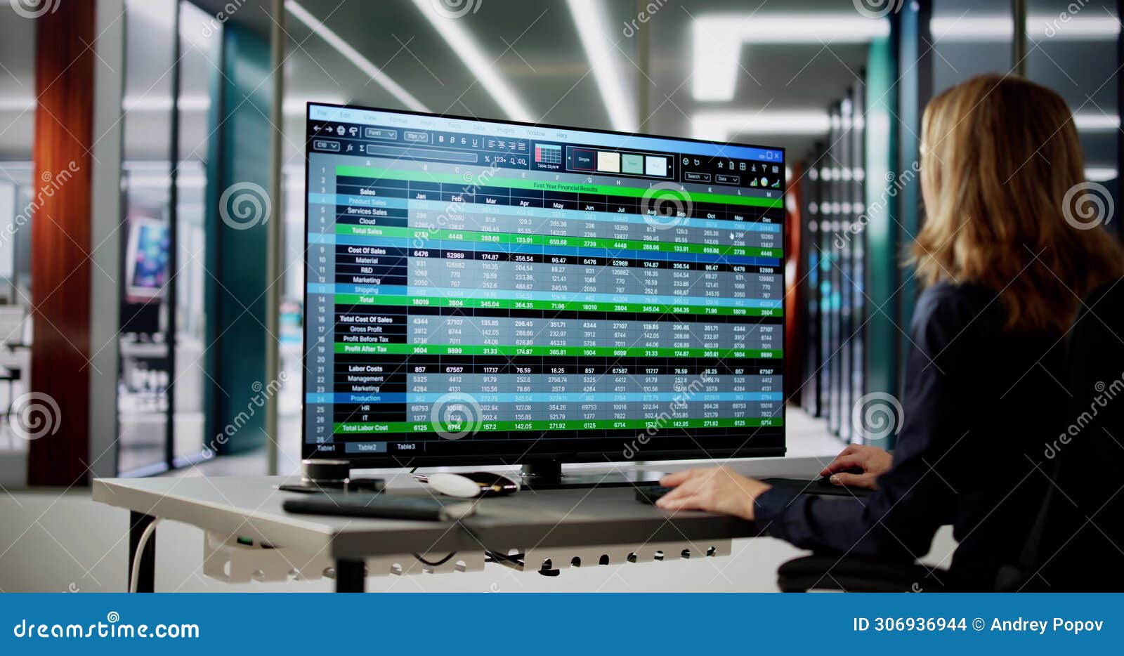 Data Analyst Woman Using Spreadsheet Stock Photo - Image of chart ...