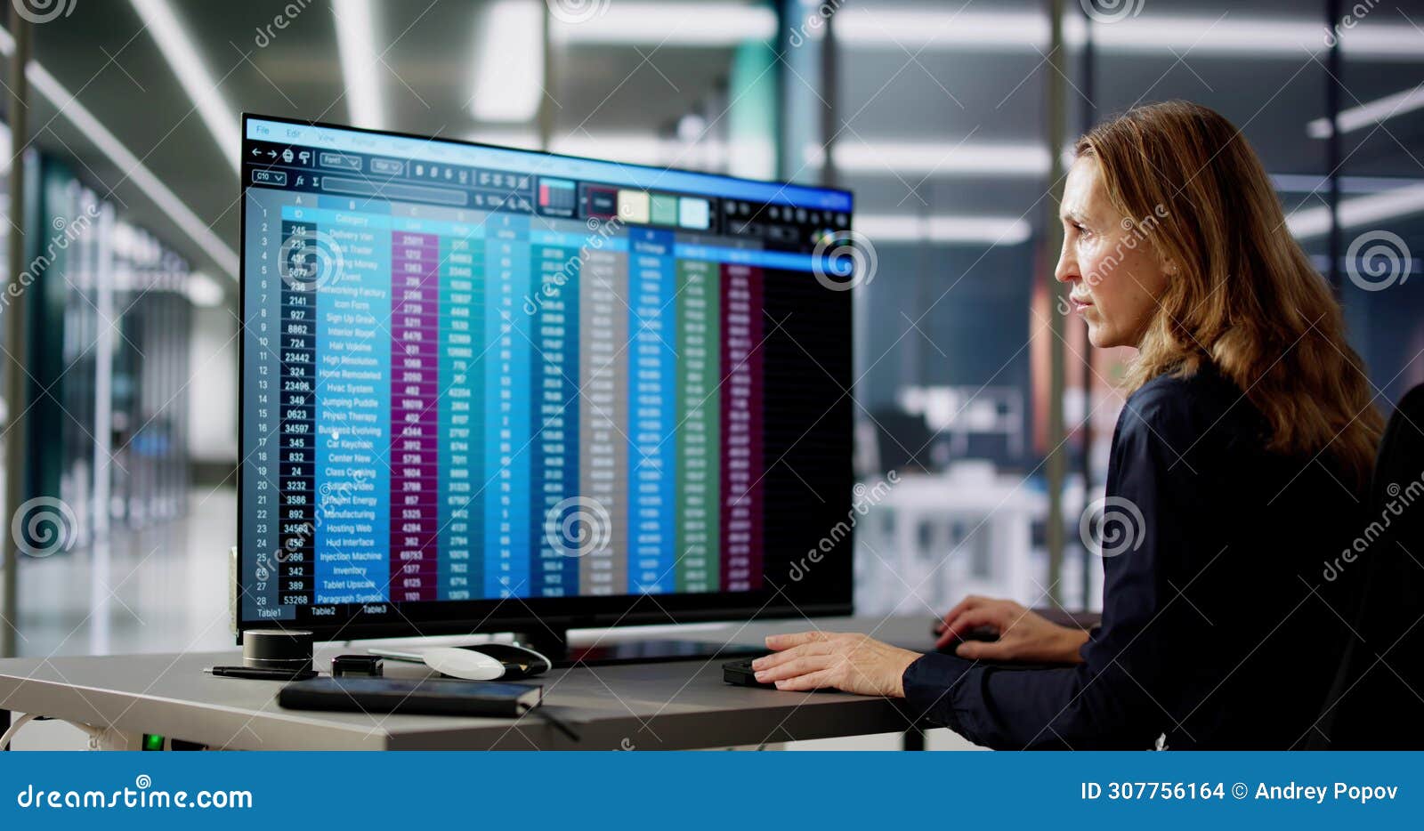 Data Analyst Woman Using Spreadsheet Stock Photo - Image of woman ...
