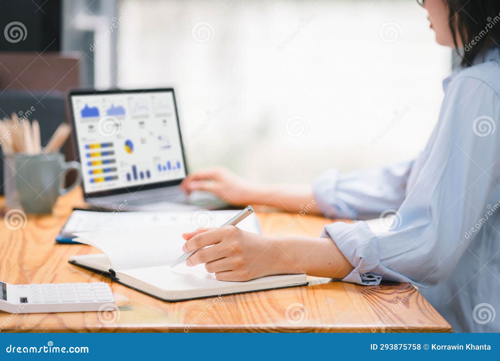 The Data Analyst Woman Working on a Business Analytics Dashboard ...