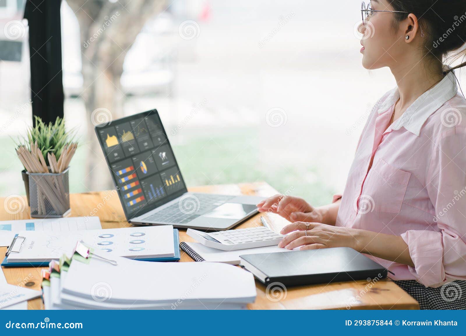 The Data Analyst Woman Working on a Business Analytics Dashboard ...