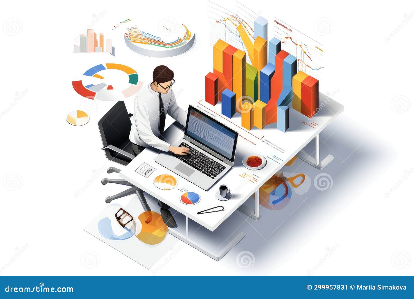 Data Analyst during the Work 3d Colorful Illustration - Generative AI ...