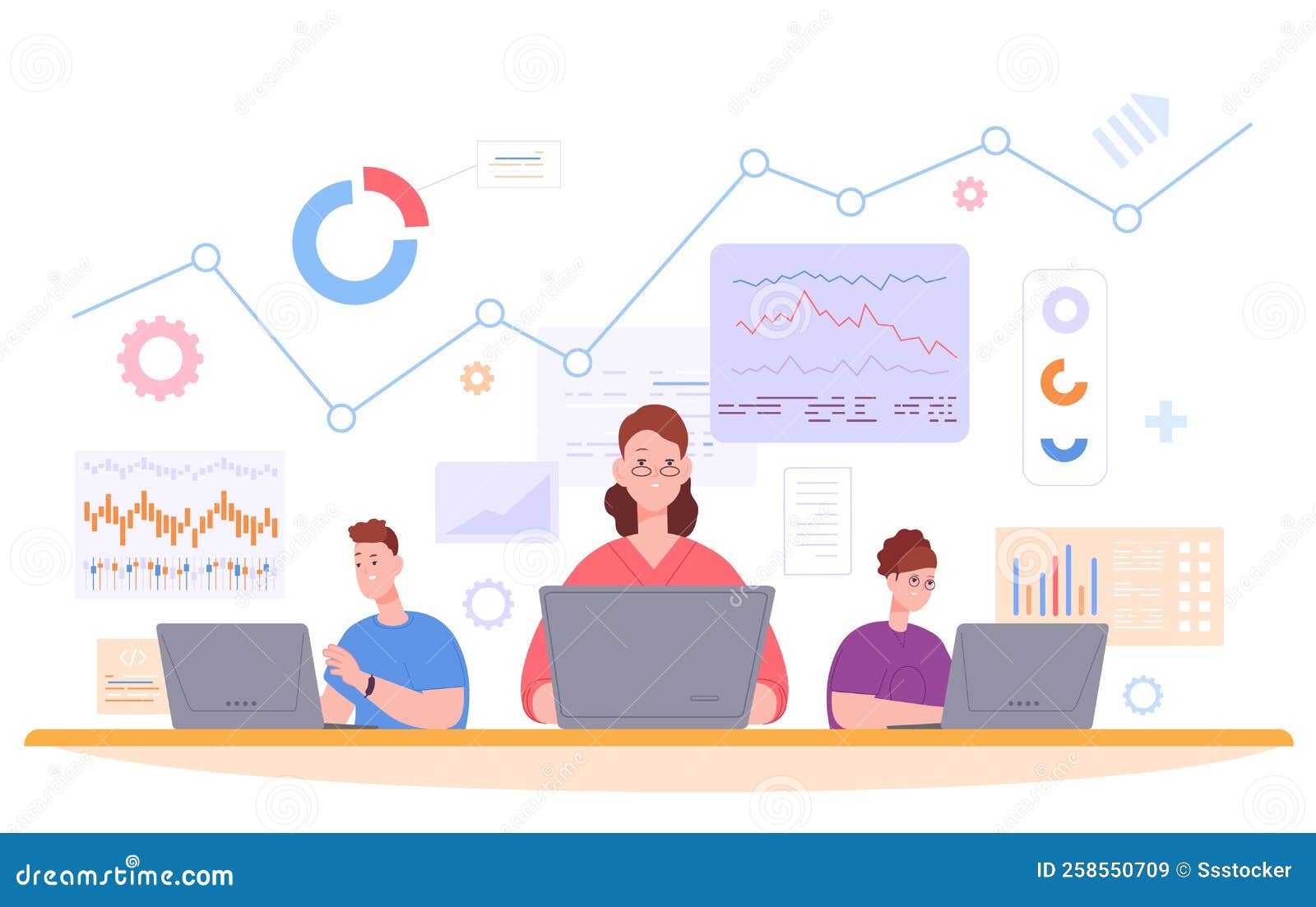 Data Analysts Team. Analytics Computer Work, Audit Report Operations ...