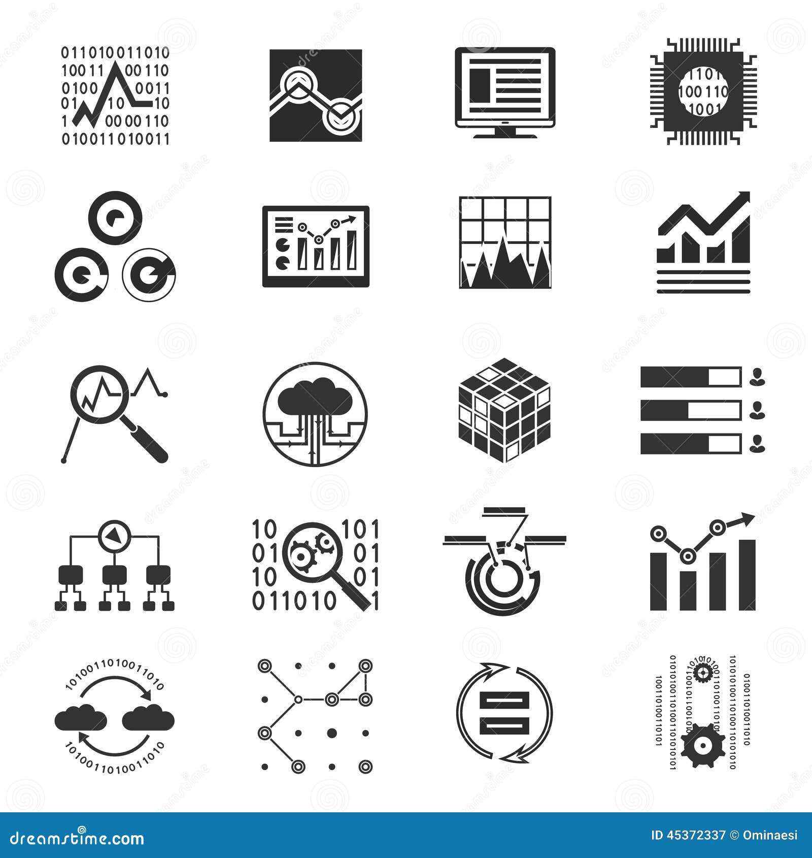 Data Analytic Silhouette Icons Cartoon Vector | CartoonDealer.com #45008191