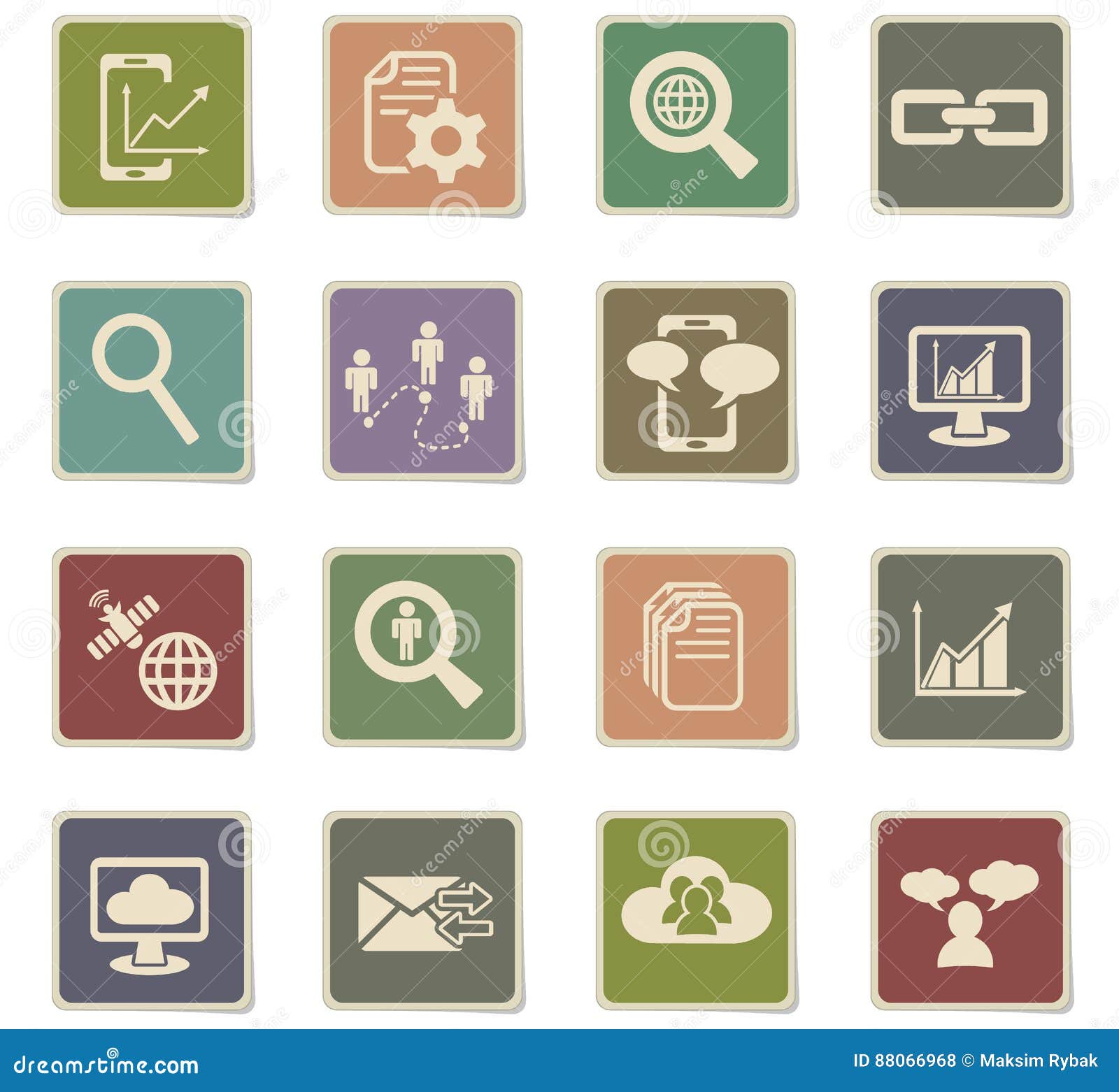 Data Analytic and Social Network Icon Set Stock Vector - Illustration ...