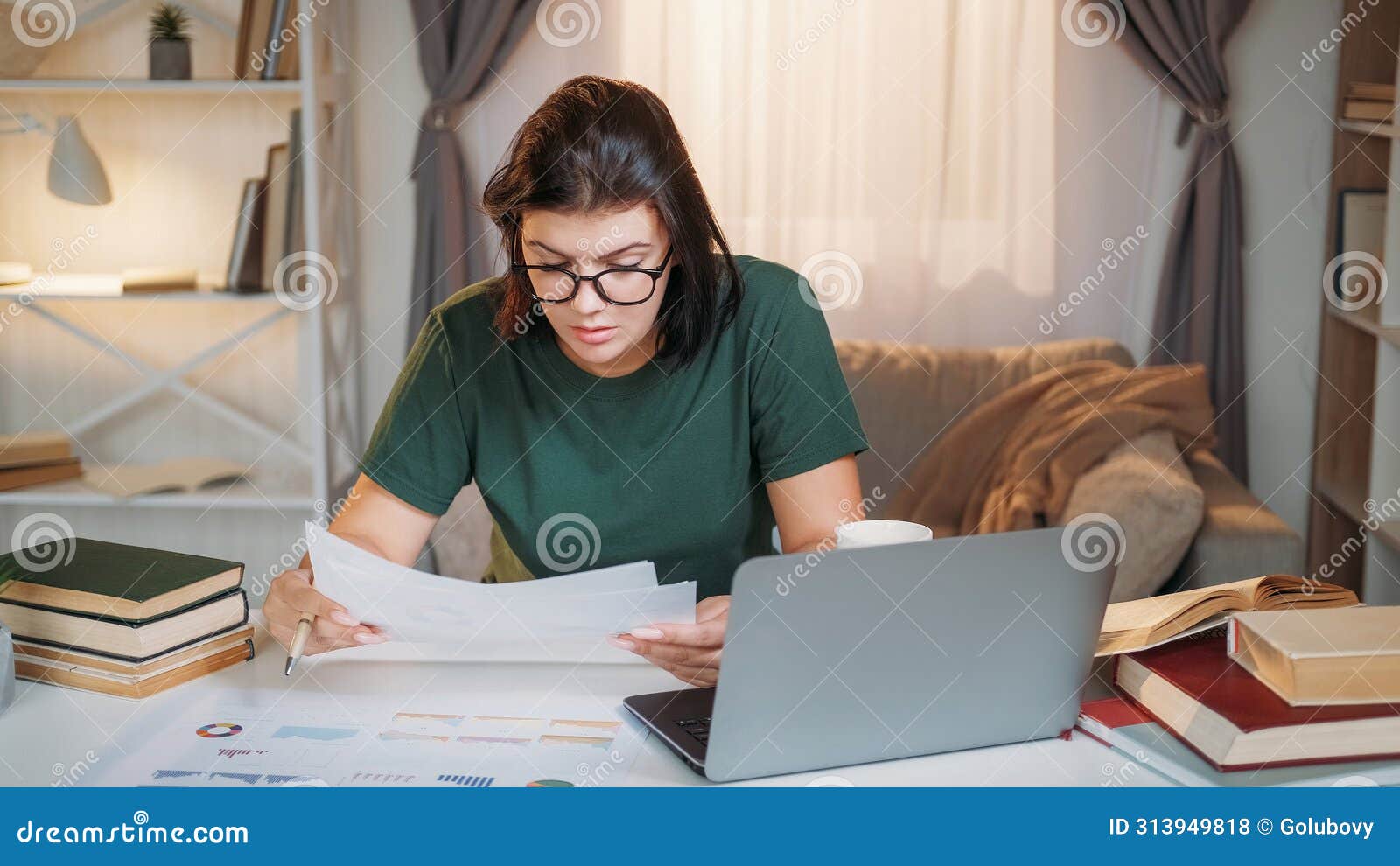 Data Analytics Account Manager Busy Woman Graphs Stock Photo - Image of ...
