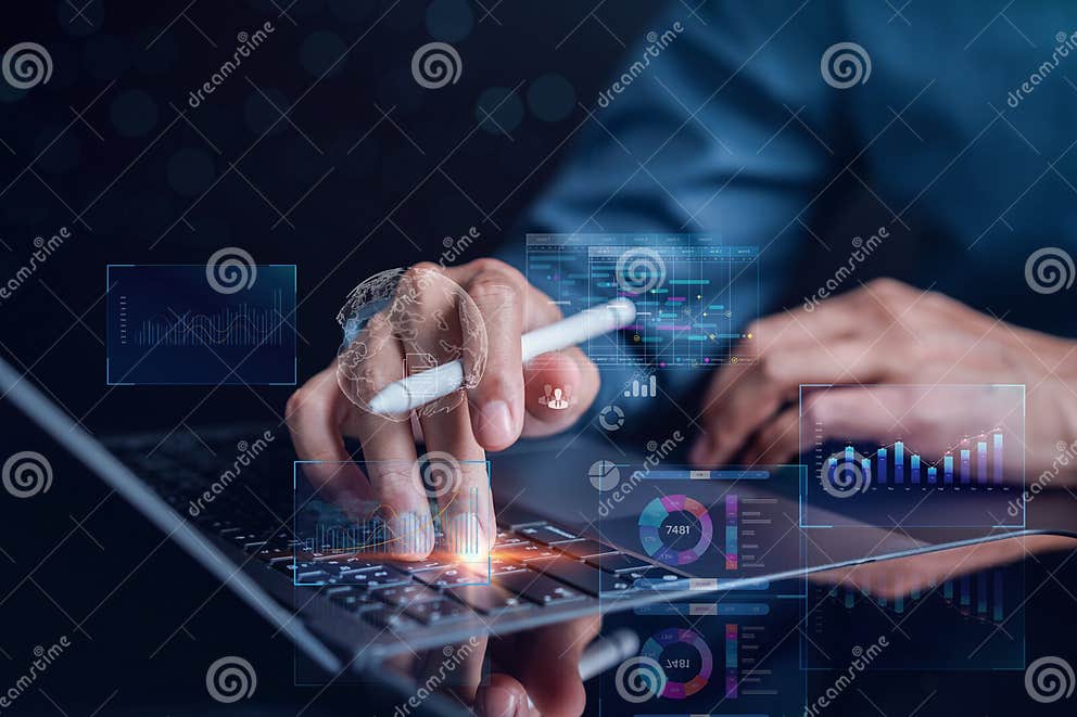 Data Analytics and Analyst Working with Computer in Business Management ...