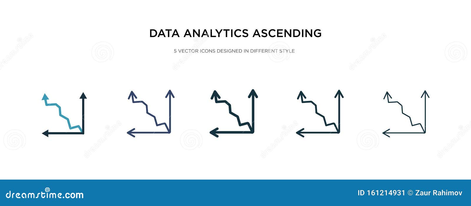 Data Analytics Ascending Line Chart Icon in Different Style Vector ...