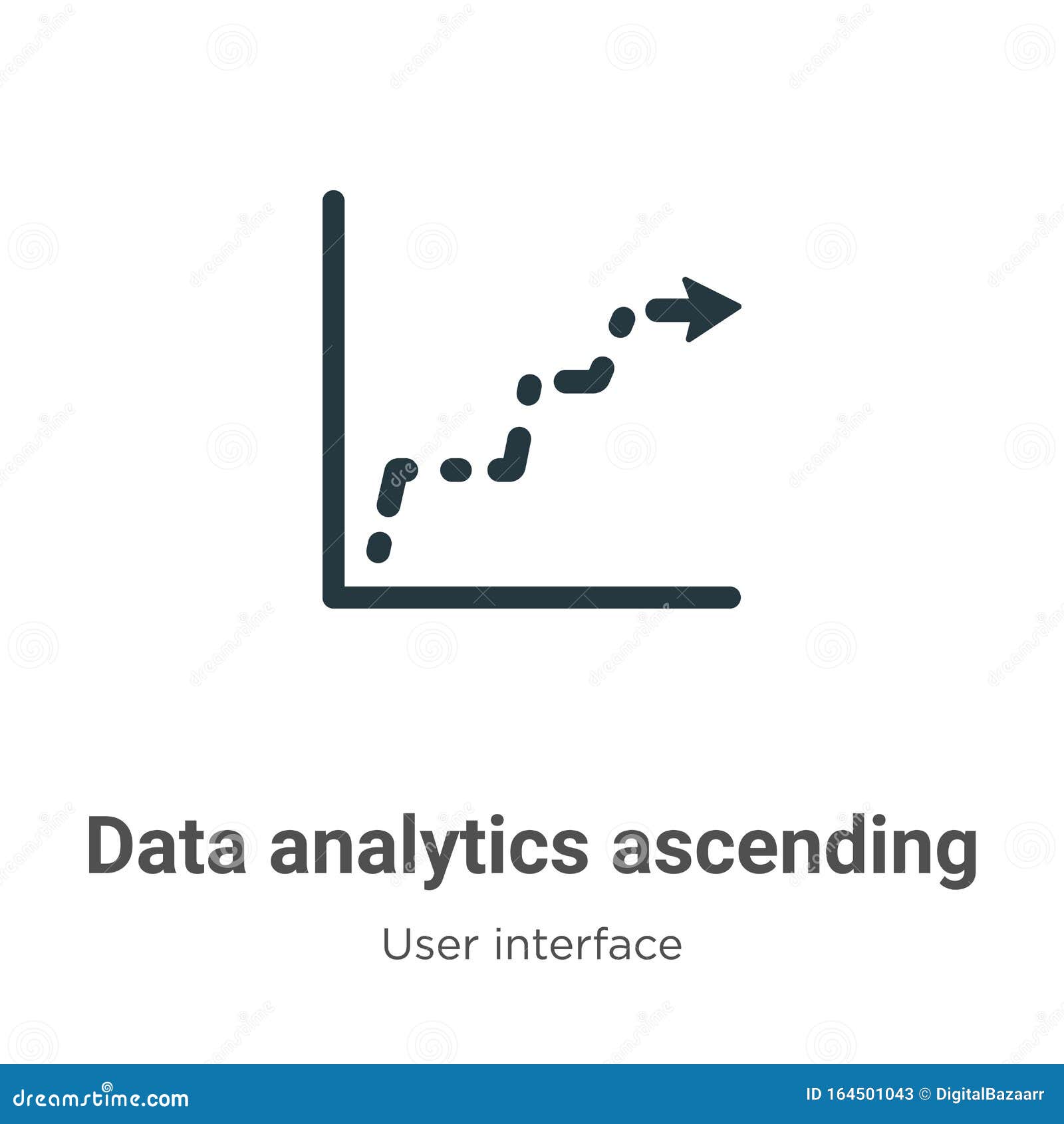 Data Analytics Ascending Line Chart Vector Icon on White Background ...