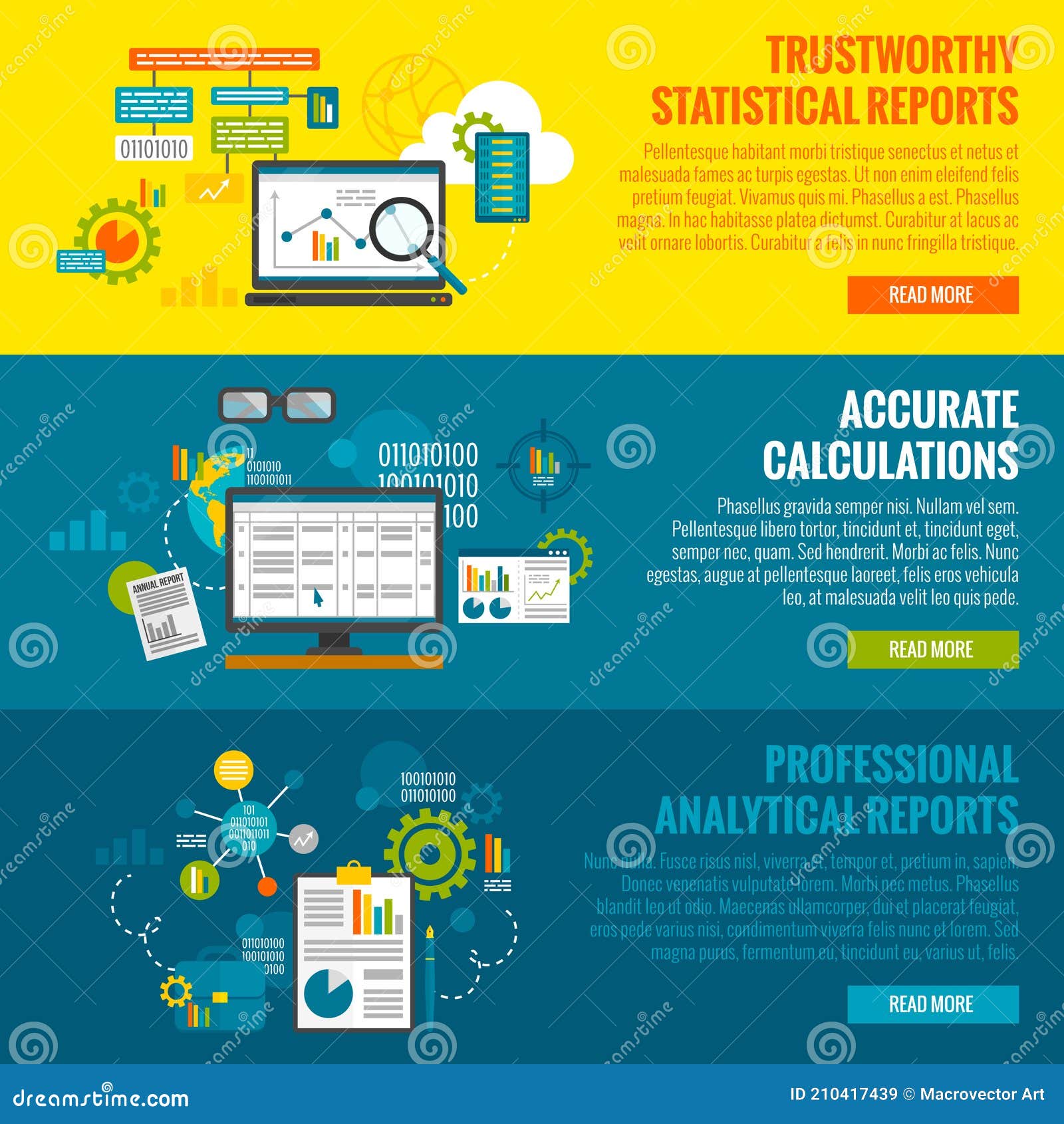 Data Analytics Banner Set stock vector. Illustration of collection ...