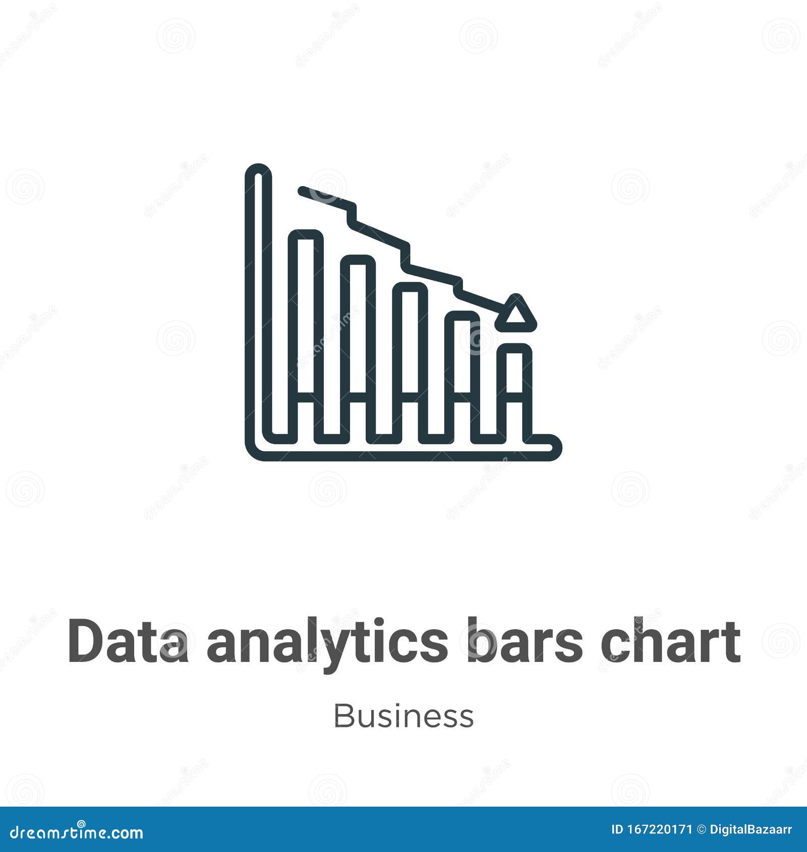 Data Analytics Bars Chart With Descendant Line Outline Vector Icon ... Data Analytics Bars Chart With Descendant Line Outline Vector Icon ...