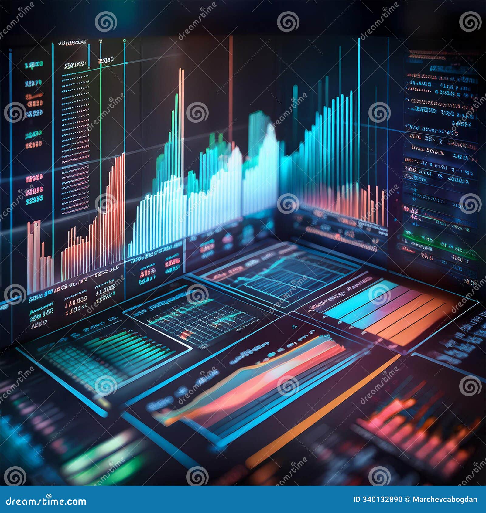 Data Analytics Concept Featuring Numbers and Graphs. AI Content ...
