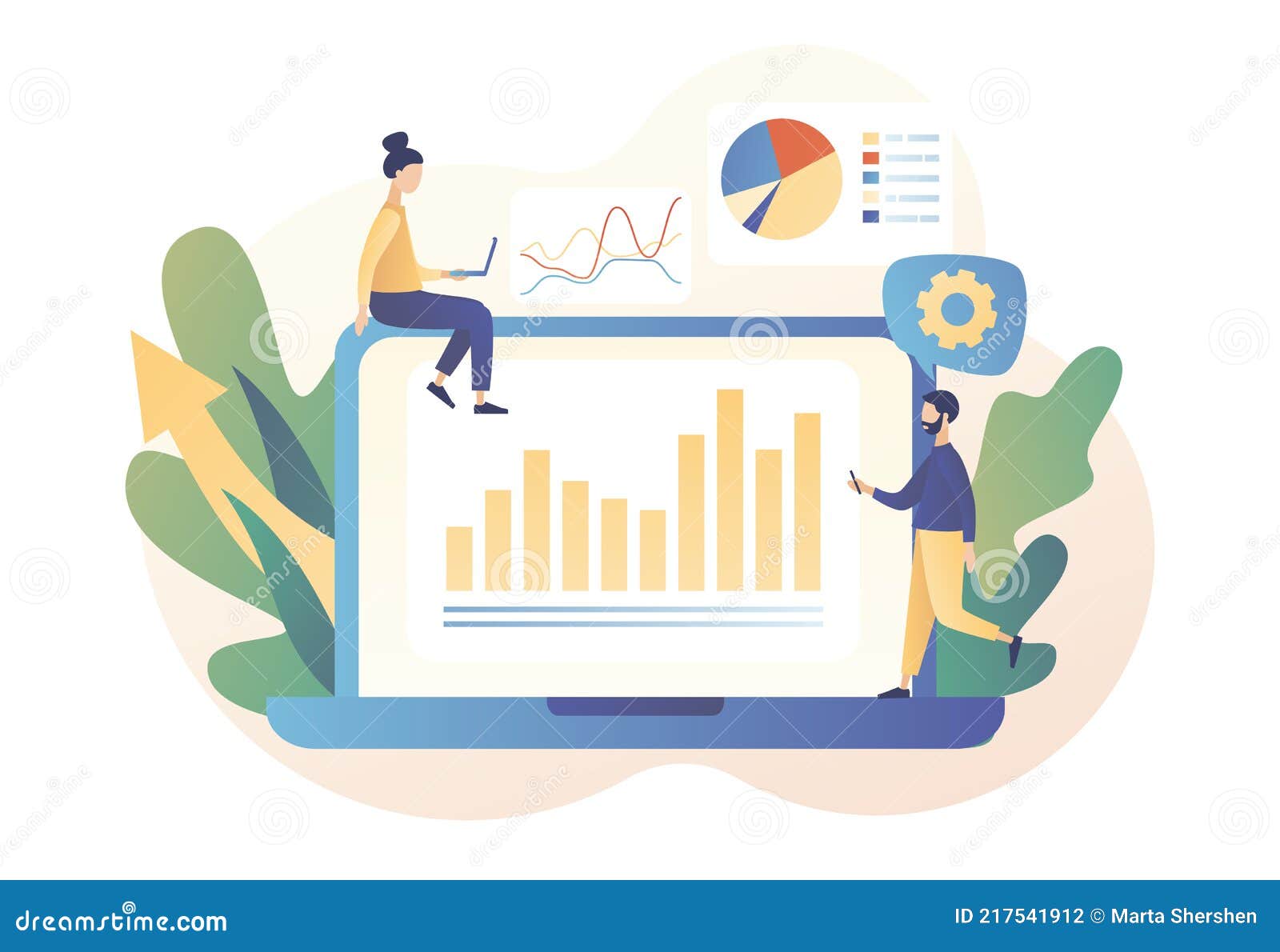 Data Analytics Consept. Business Analysis Online. Tiny People are Studying the Infographic Stock ...
