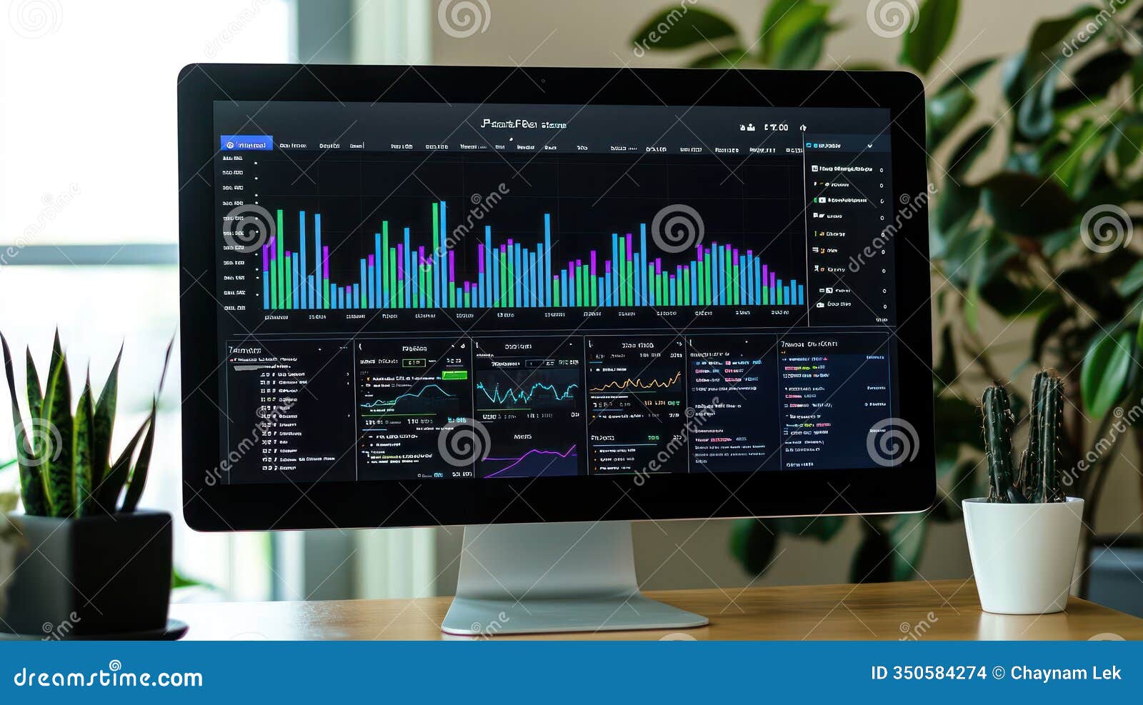 Analytics Dashboard on Computer Stock Illustration - Illustration of ...