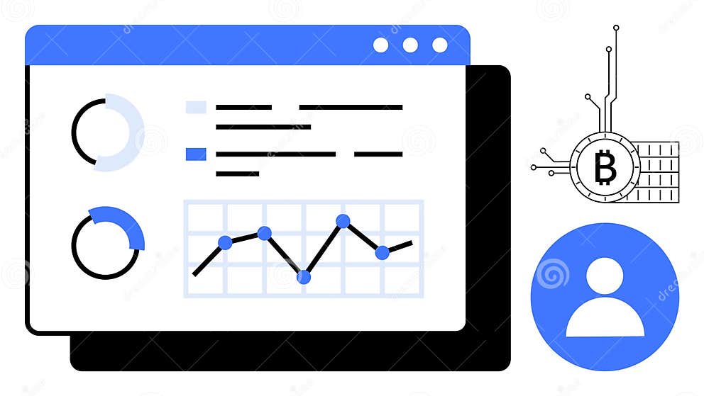 Data Analytics Dashboard with Cryptocurrency and User Profile Elements Stock Illustration ...