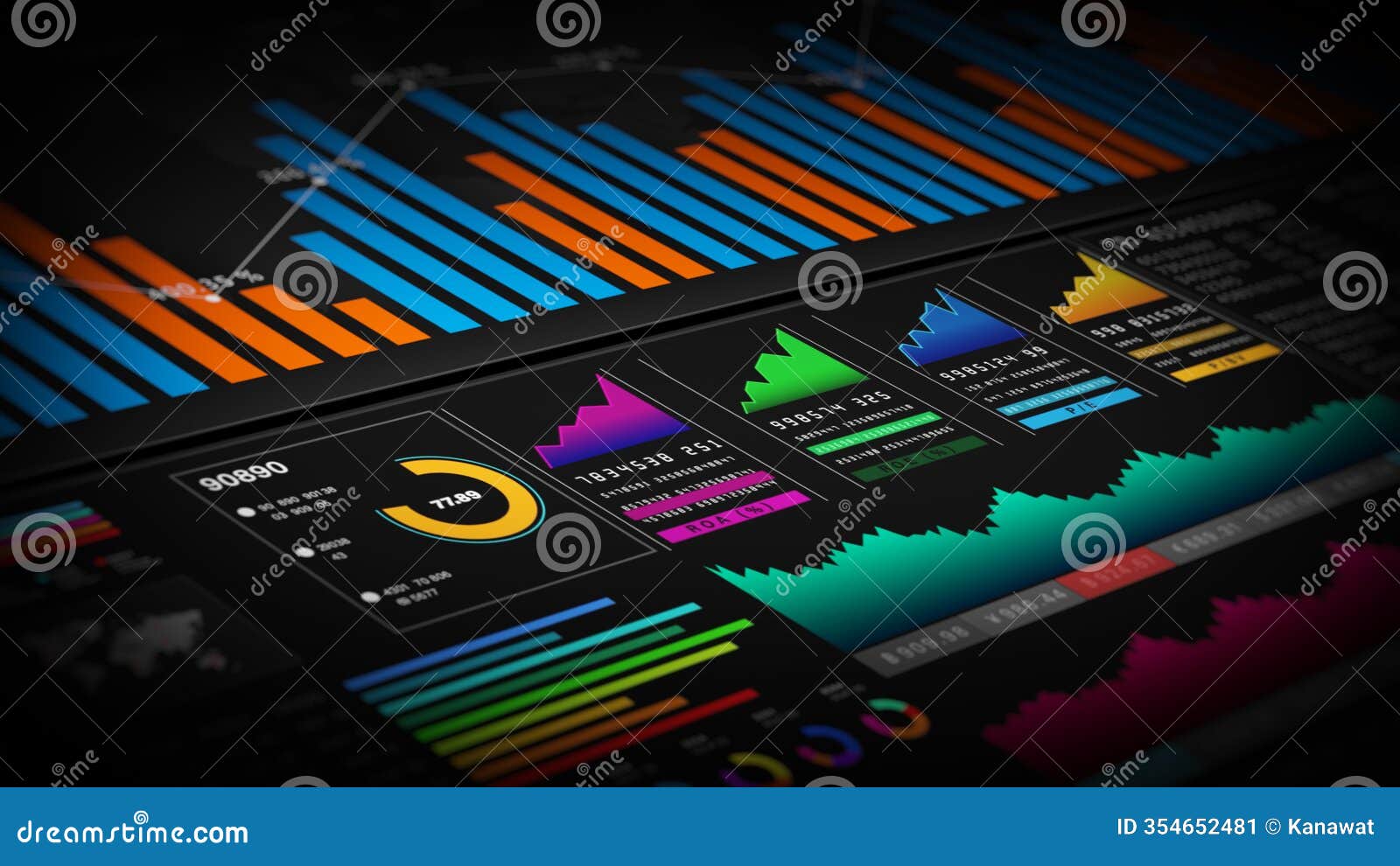 Visualizing Business Performance With Graphs And Chart Vector ...