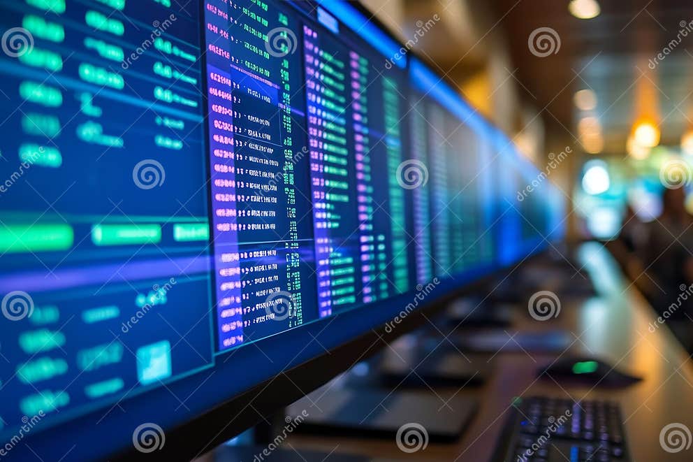 Data Analytics Dashboard Displaying Visualizations in Modern Office Environment during Evening ...