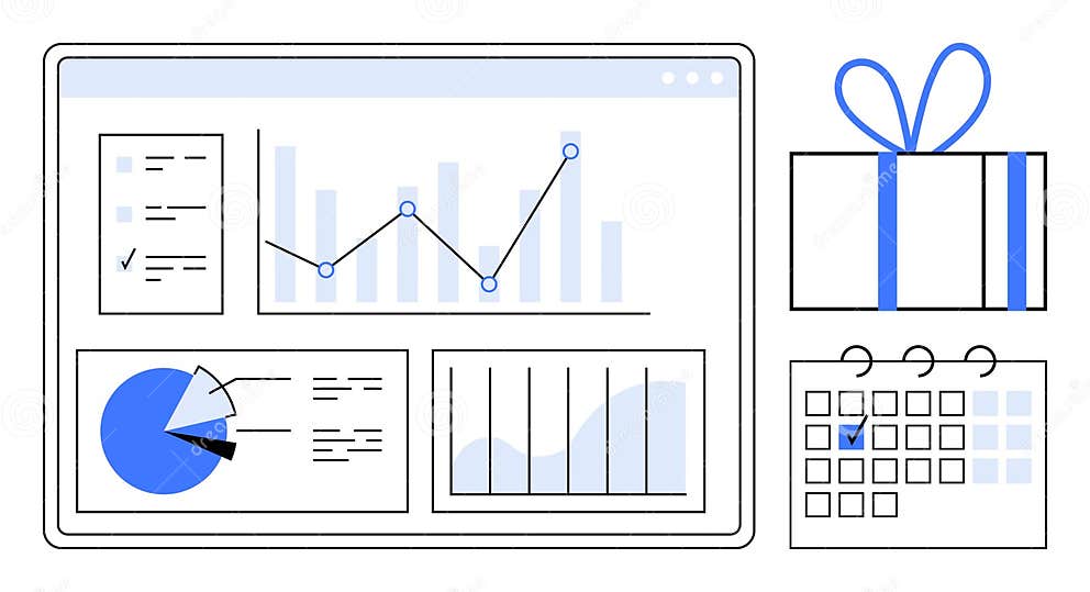 Data Analytics Dashboard with Gift Box and Calendar Highlighting ...