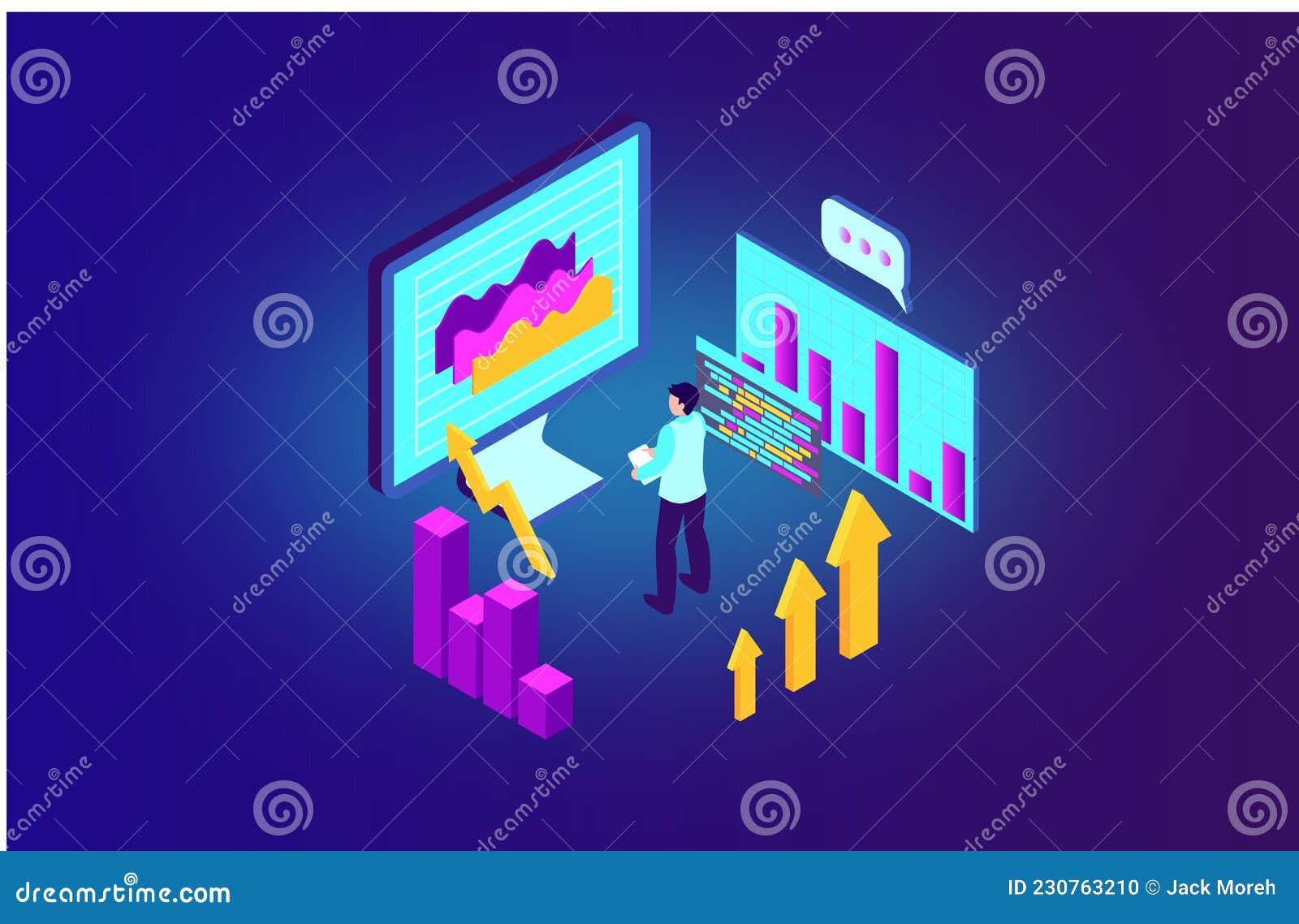 Data Analytics - Databases and Data - Digitization Stock Illustration ...