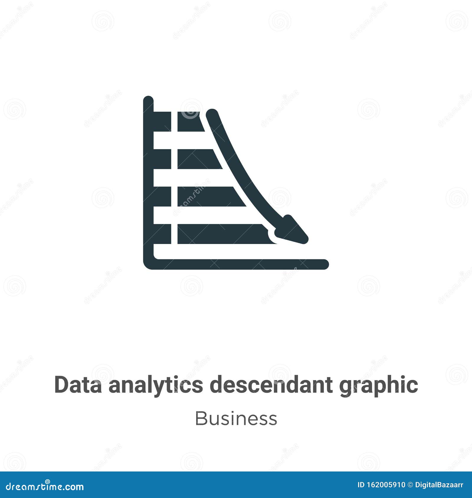Data Analytics Descendant Graphic Vector Icon on White Background. Flat ...