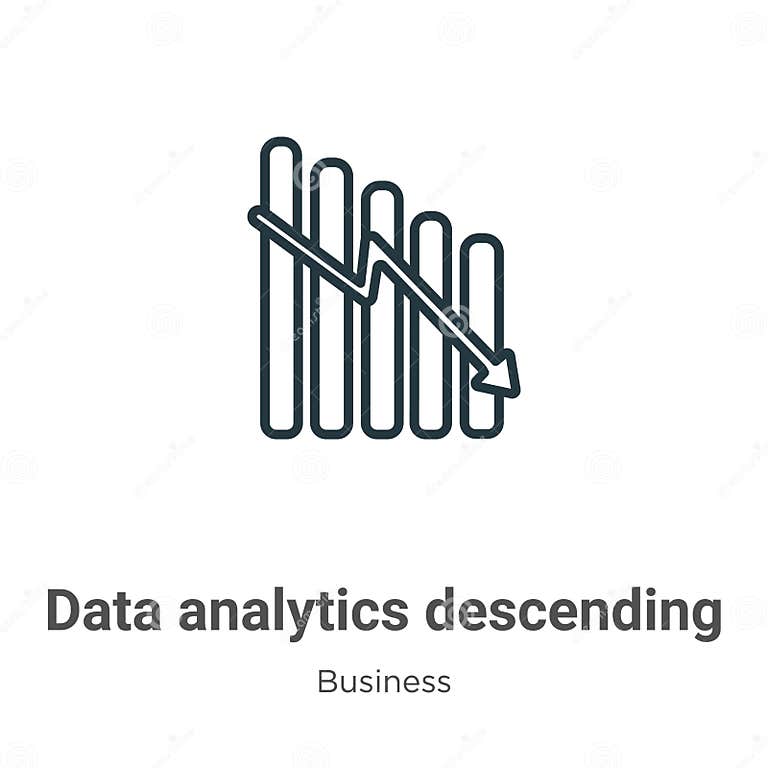 Data Analytics Descending Line Graphic Outline Vector Icon. Thin Line ...