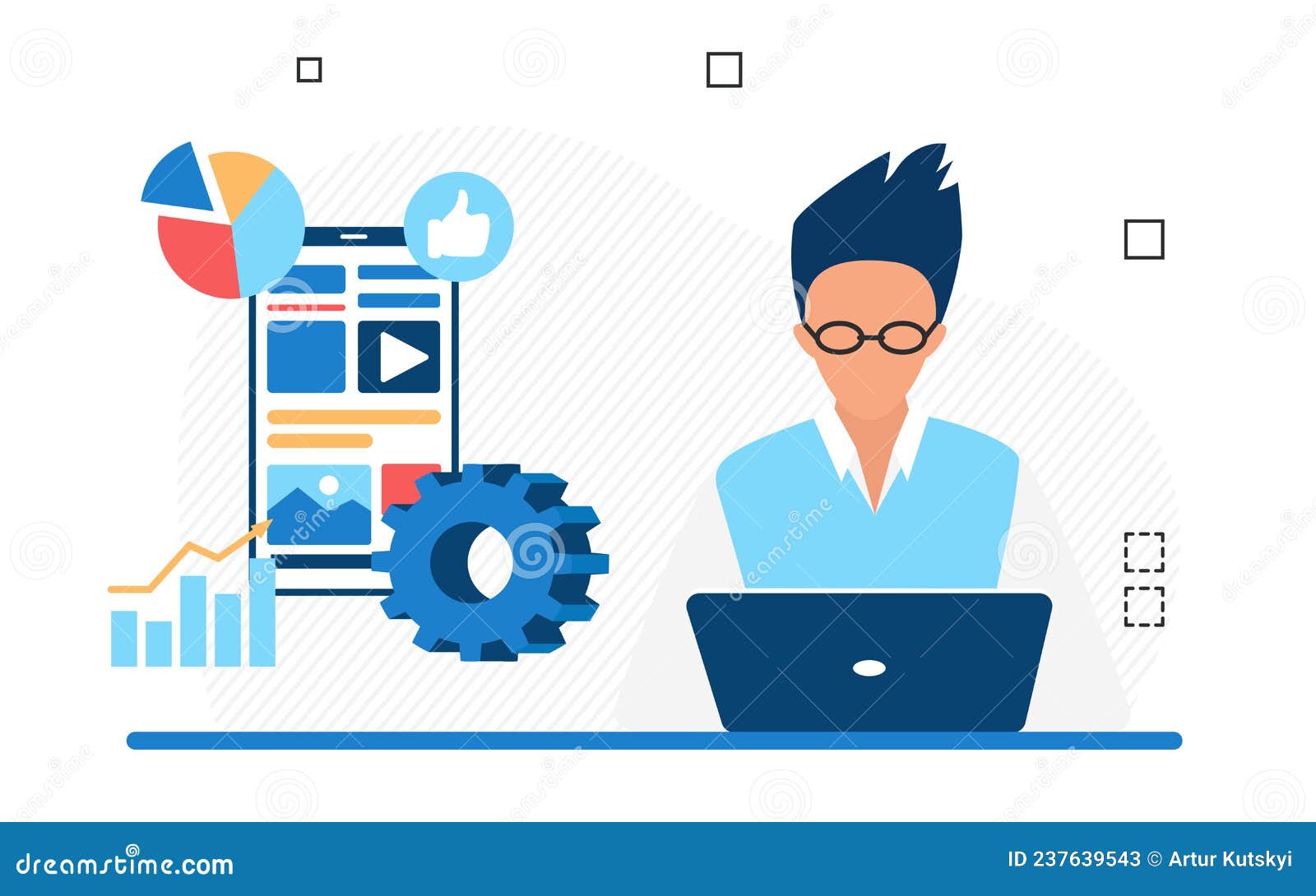 Data Analytics Developer Using Statistical Research Tool Stock Vector ...