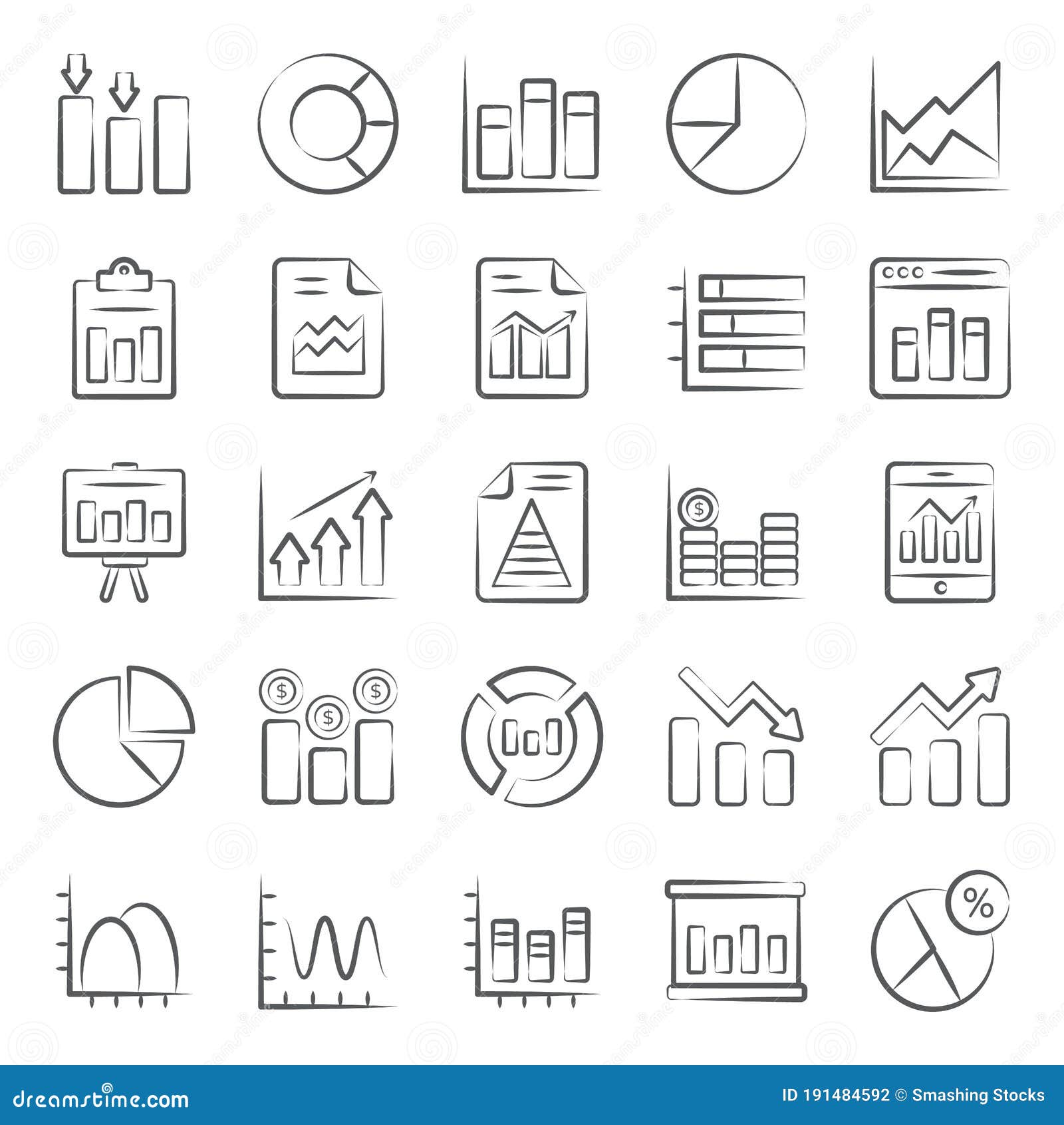 Data Analytics Doodle Icons Pack Stock Vector - Illustration of graph ...