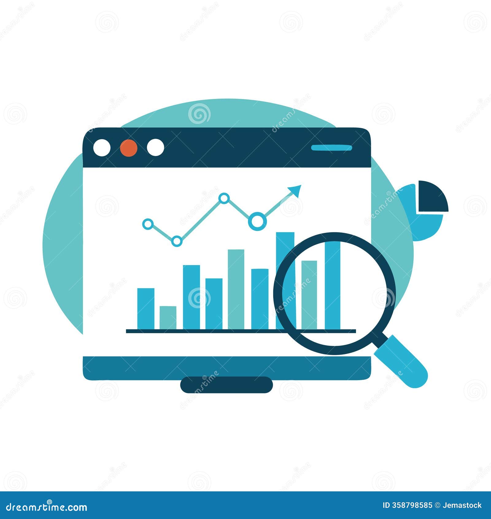 Data Analytics Graph on Computer Screen Stock Illustration ...