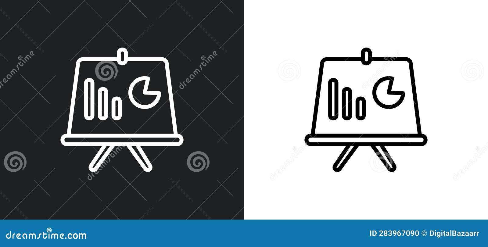 Data Analytics Graphic on a Presentation Screen Outline Icon in White ...