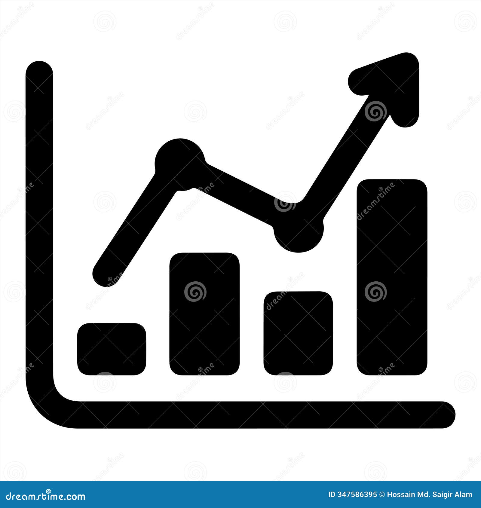 Data Analytics Icon Growth and Progress Chart Symbol in Black Stock ...