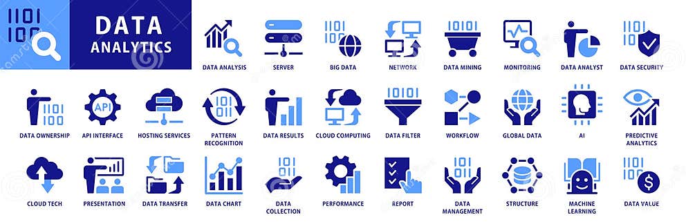 Data Analytics Icon Set. Data Analysis Technology Symbols Concepts Stock Vector - Illustration ...