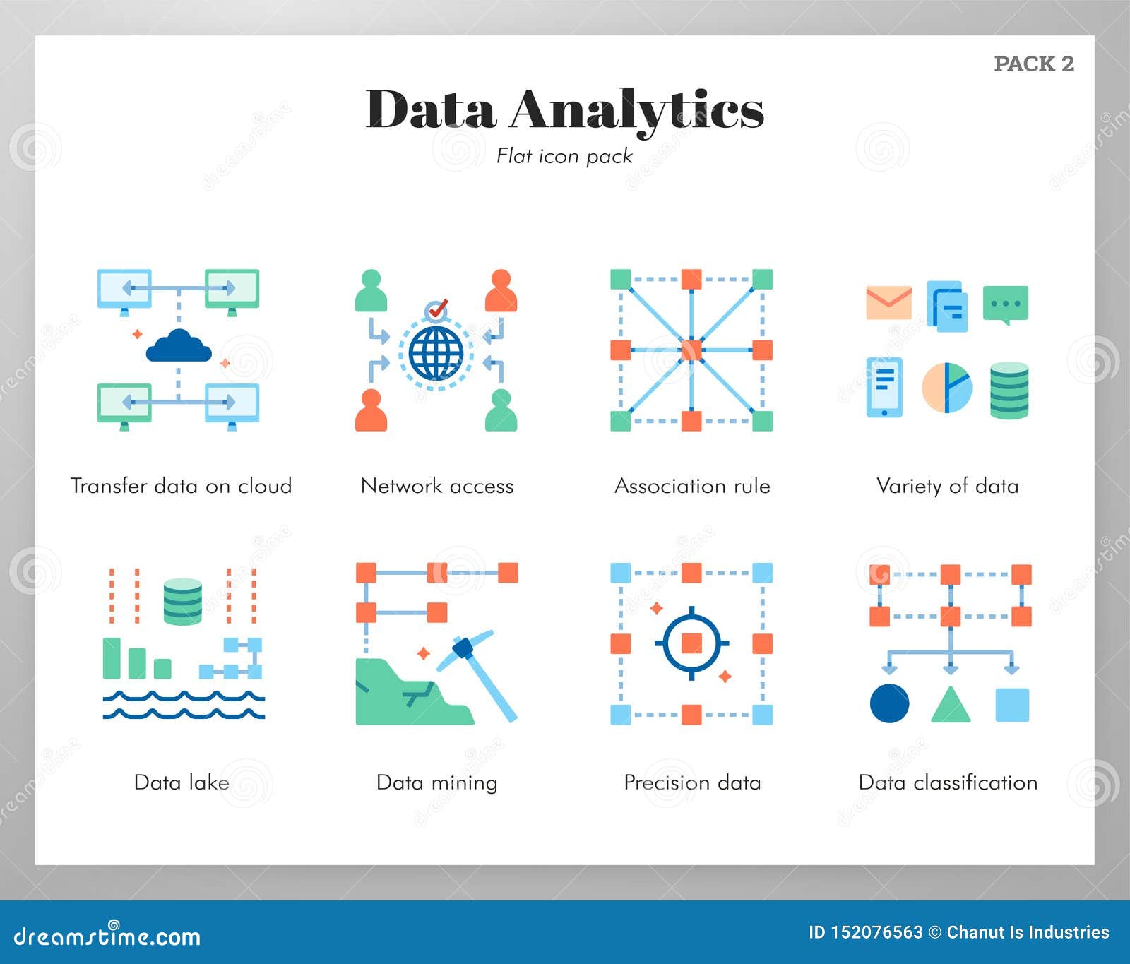 Data Analytics Icons Flat Pack Stock Vector - Illustration of element ...