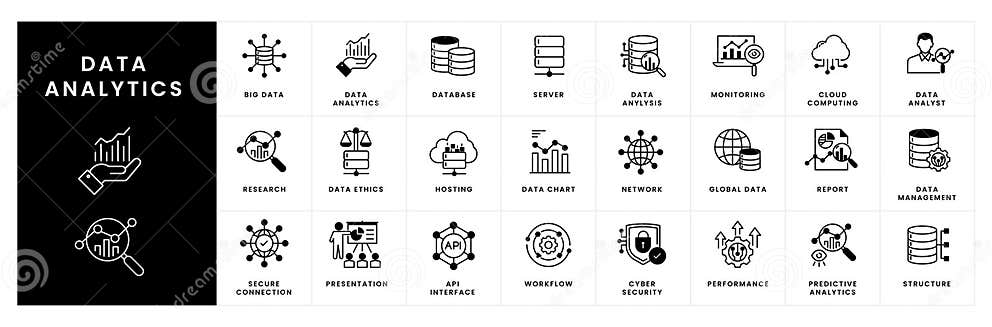 Data Analytics Icons. Analytics Symbols, Data Visualization Icons, Big ...