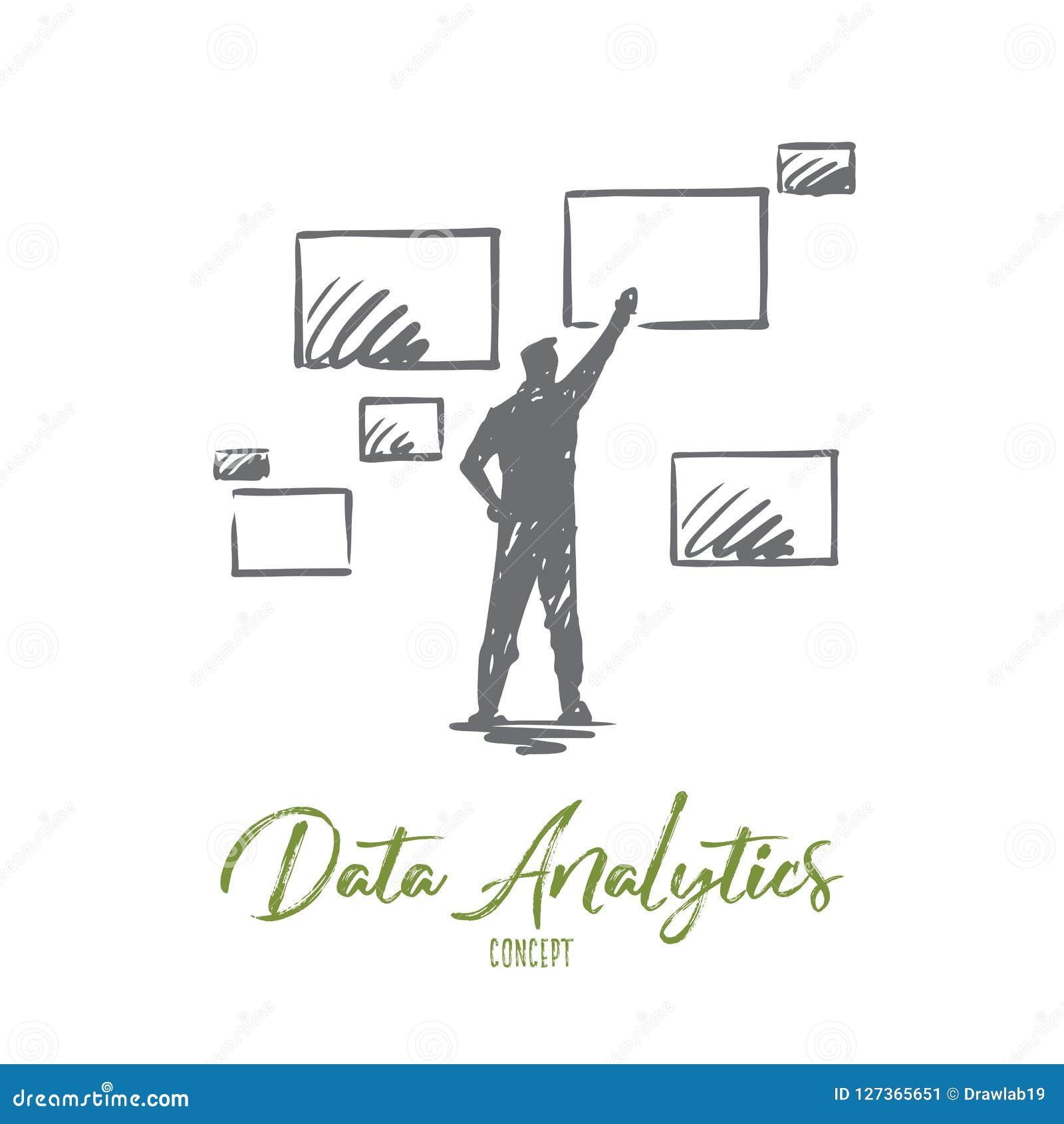 Data, Analytics, Information, Technology, Web Concept. Hand Drawn ...