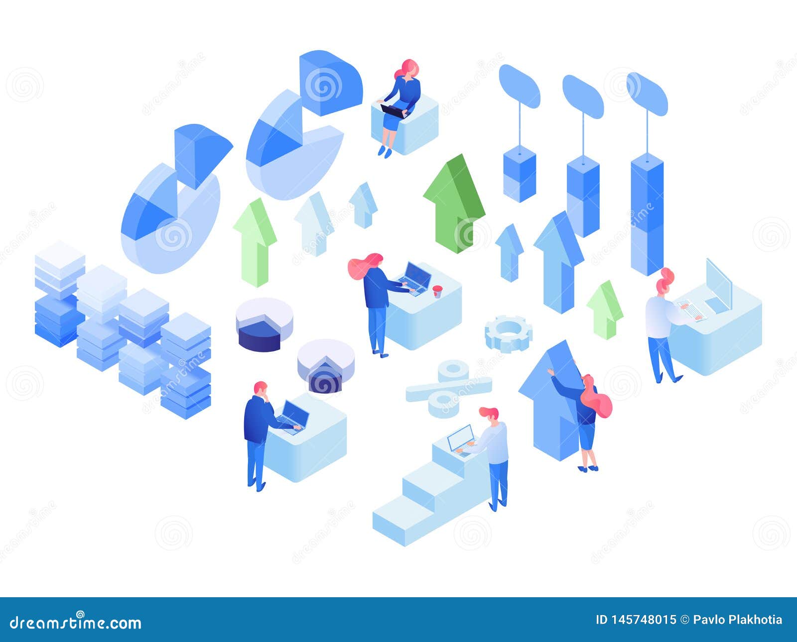 Data Analytics Isometric Vector Illustrations Set Stock Vector ...