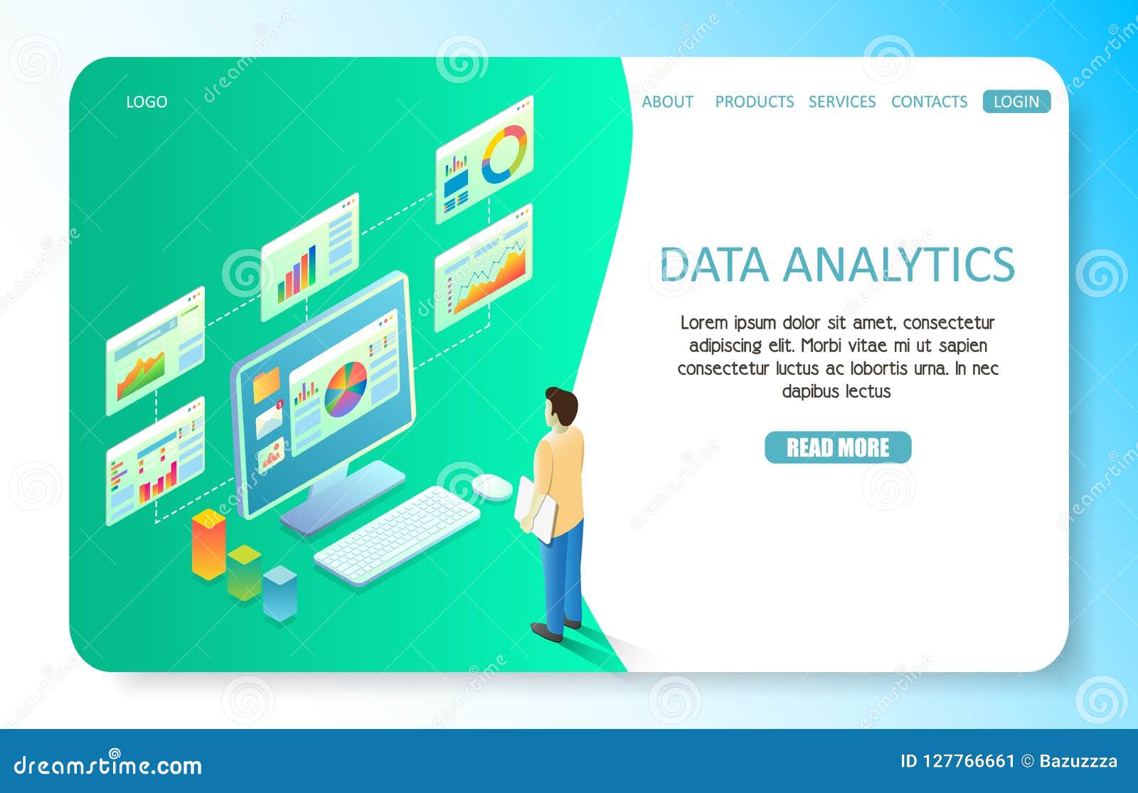 Data Analytics Landing Page Website Vector Template Stock Vector ... Data Analytics Landing Page Website Vector Template Stock Vector ...