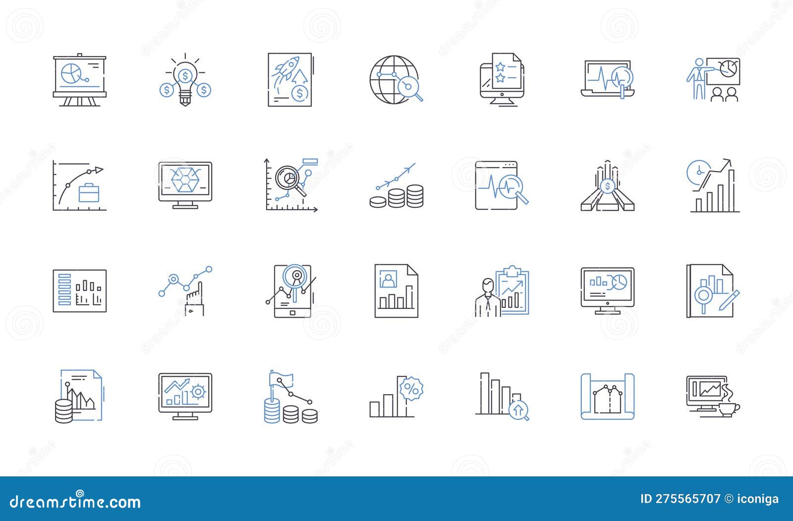 Data Analytics Line Icons Collection Insight Metrics Patterns