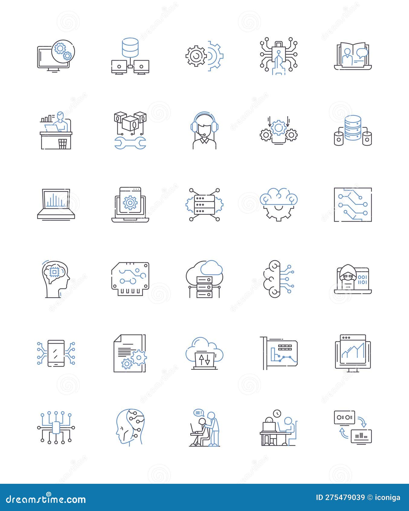 Data Analytics Line Icons Collection Insights Tracking Dashboard