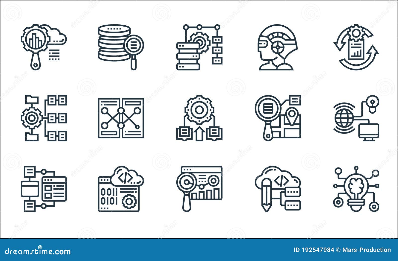 Data Analytics Line Icons. Linear Set Stock Vector - Illustration of ...