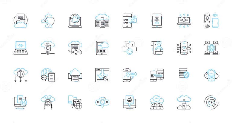 Data Analytics Linear Icons Set. Insight, Trends, Predictive, Metrics ...