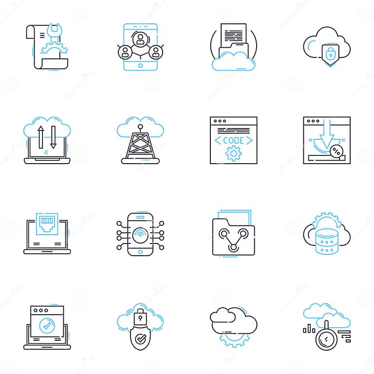 Data Analytics Linear Icons Set. Insight, Trends, Predictive, Metrics ...