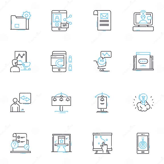 Data Analytics Linear Icons Set. Insight, Visualization, Trends ...