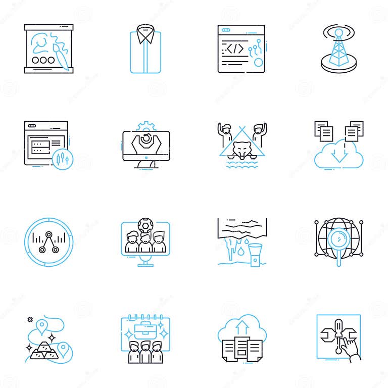 Data Analytics Linear Icons Set. Insights, Metrics, Visualization ...