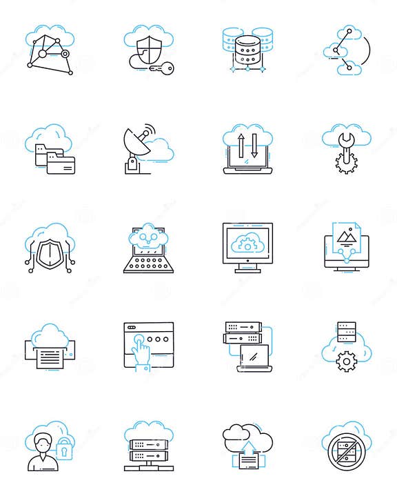 Data Analytics Linear Icons Set. Insights, Visualization, Patterns, Processing, Metrics ...