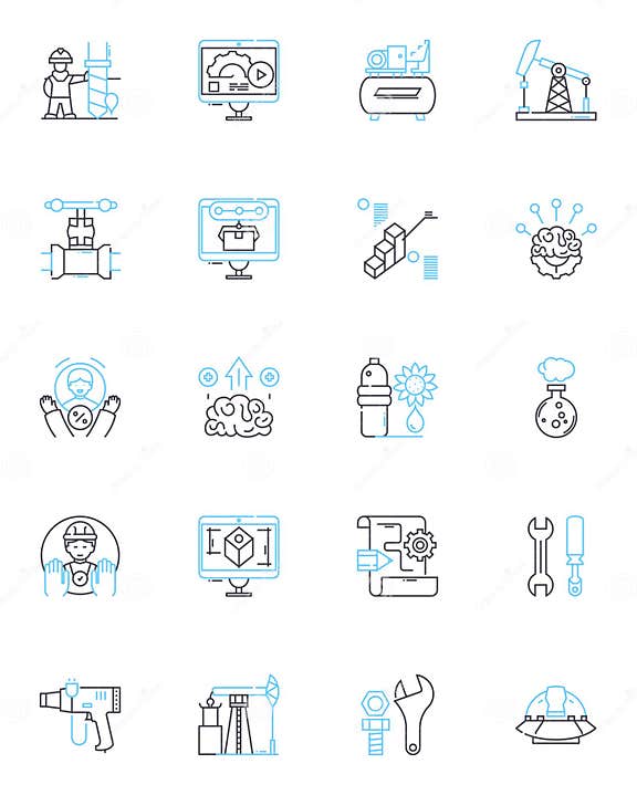 Data Analytics Linear Icons Set Mining Modeling Visualization Collection Interpretation