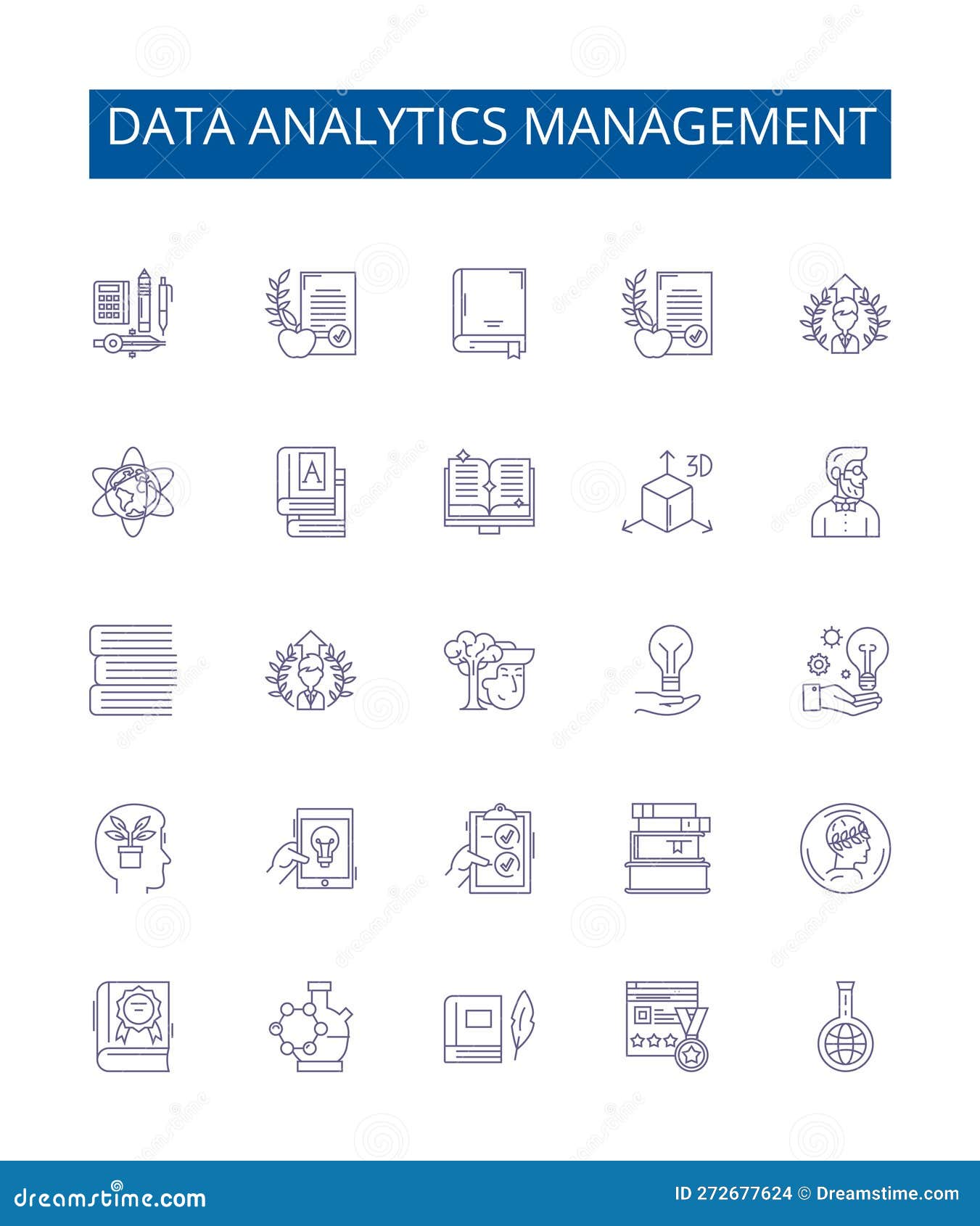 Data Analytics Management Line Icons Signs Set. Design Collection of ...