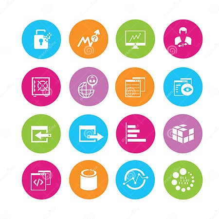 Data Analytics and Network Icons Stock Illustration - Illustration of ...