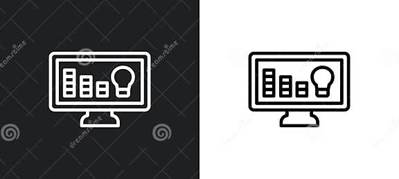 Data Analytics Outline Icon in White and Black Colors. Data Analytics ...