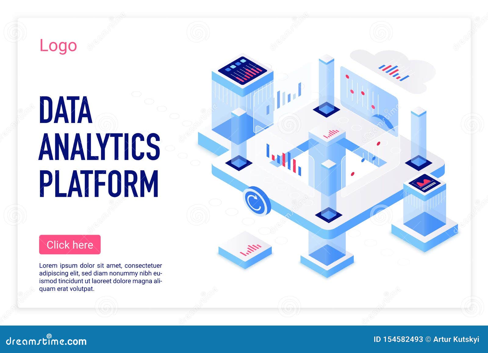 2D Analytics Platform Concept Linear Icon Vector Illustration ...