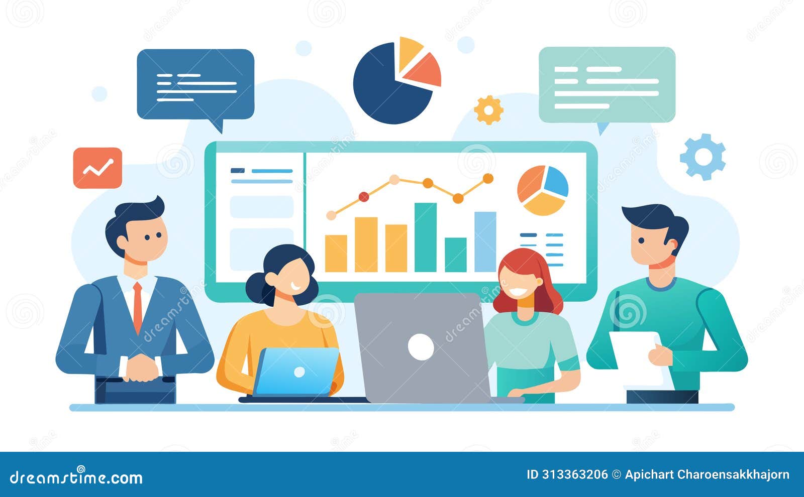 Collaborative Analysis, Unveiling Insights Together Stock Illustration ...